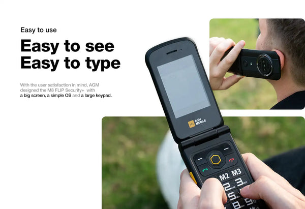 AGM M8 Rugged Flip Phone - 4G for Seniors Safety and Durability