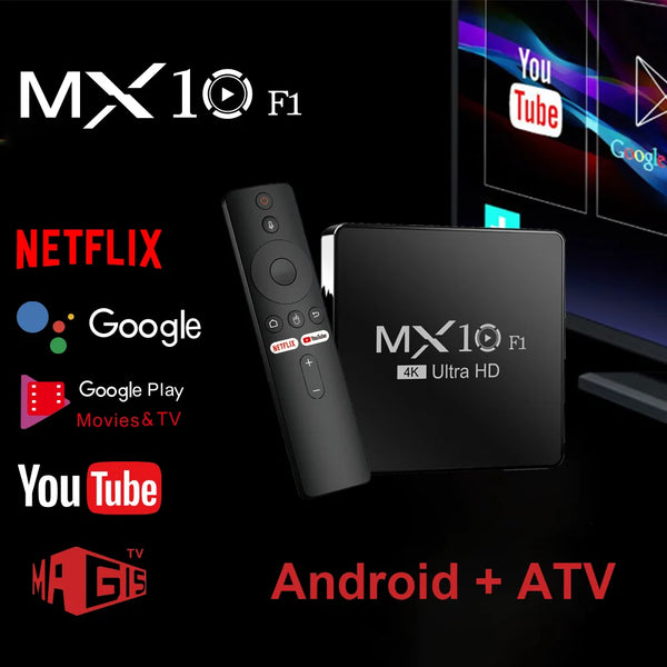 MX10 F1 Android TV Box - 4K Decoder | Android 13, Smart TV Certified